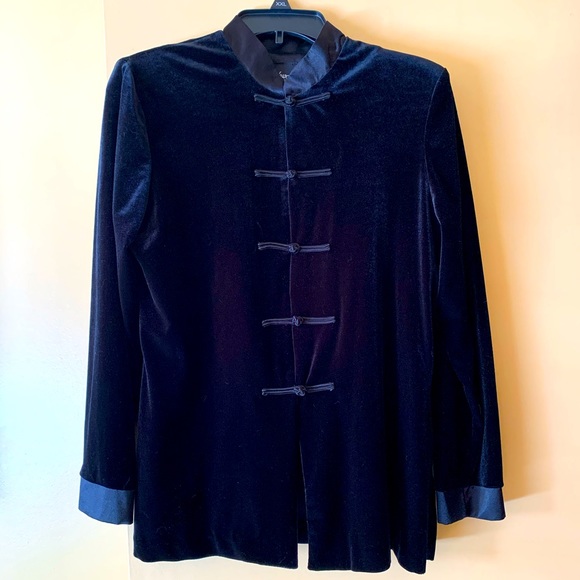 Vintage | Jackets & Coats | Vintage 7s80s Qipao Black Velvetsatin ...